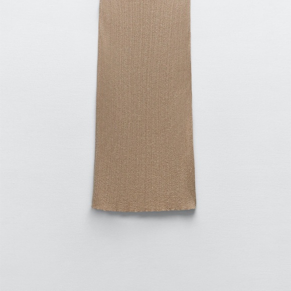 Zara | Skirts | Rare Zara 2 Piece Golden Metallic Thread Wrap Knit Top ...